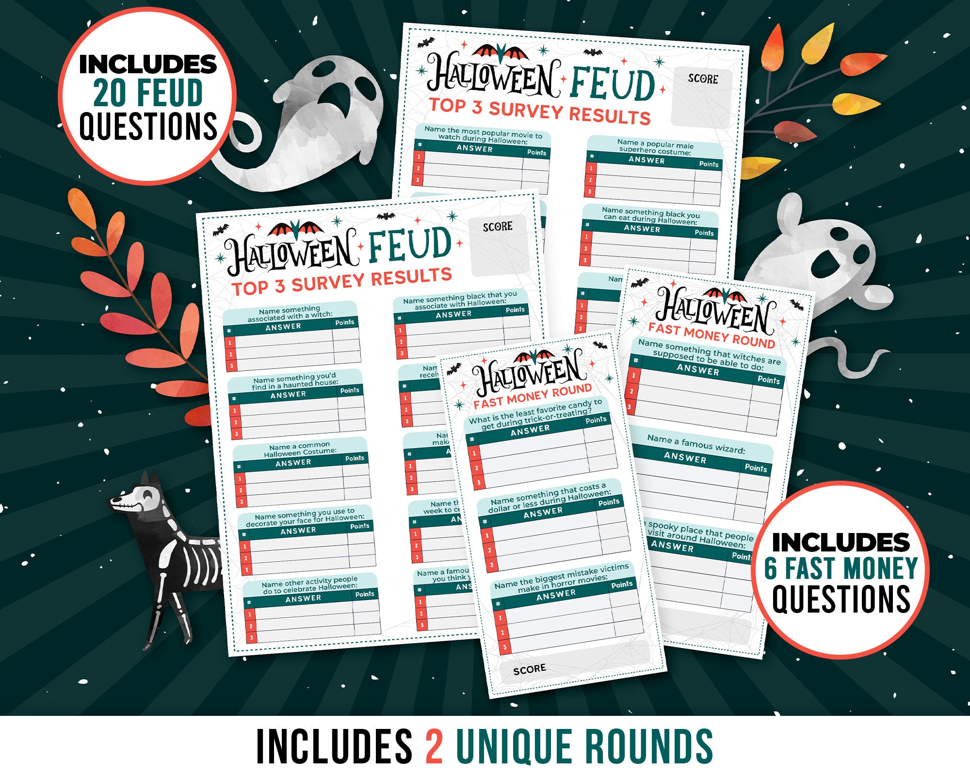 Halloween Family Feud Printable Game Halloween Games and - Etsy