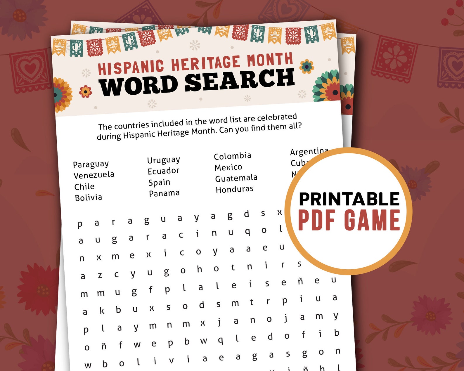 Hispanic Heritage Month Games Bundle History Printable - Etsy