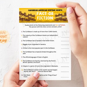 Caribbean Heritage Month Fact or Fiction Trivia | History Activity True ...