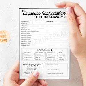 Employee Appreciation Day Printable Worksheets Employee - Etsy