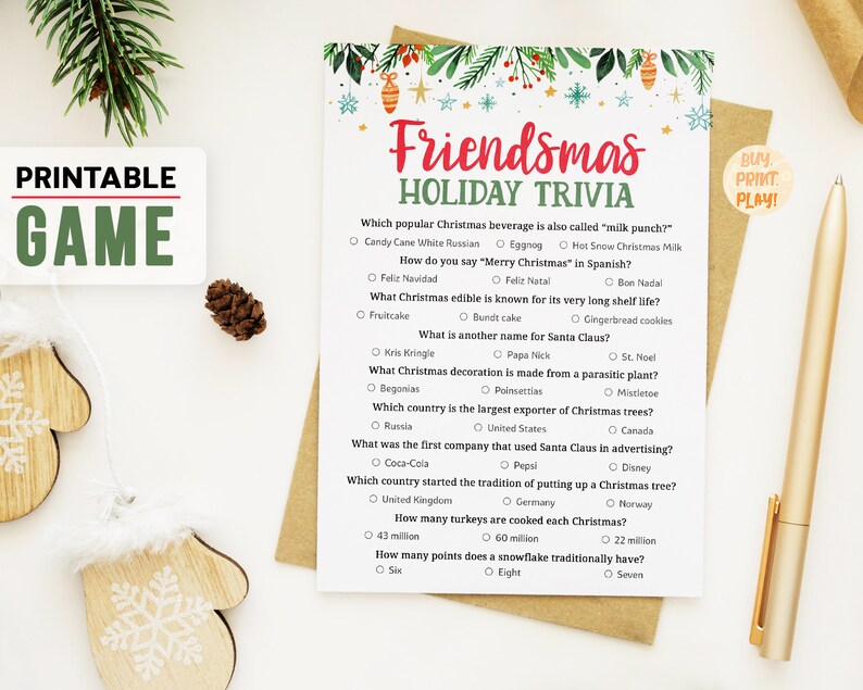 Friendsmas Games Holiday Trivia Christmas Friends Party - Etsy