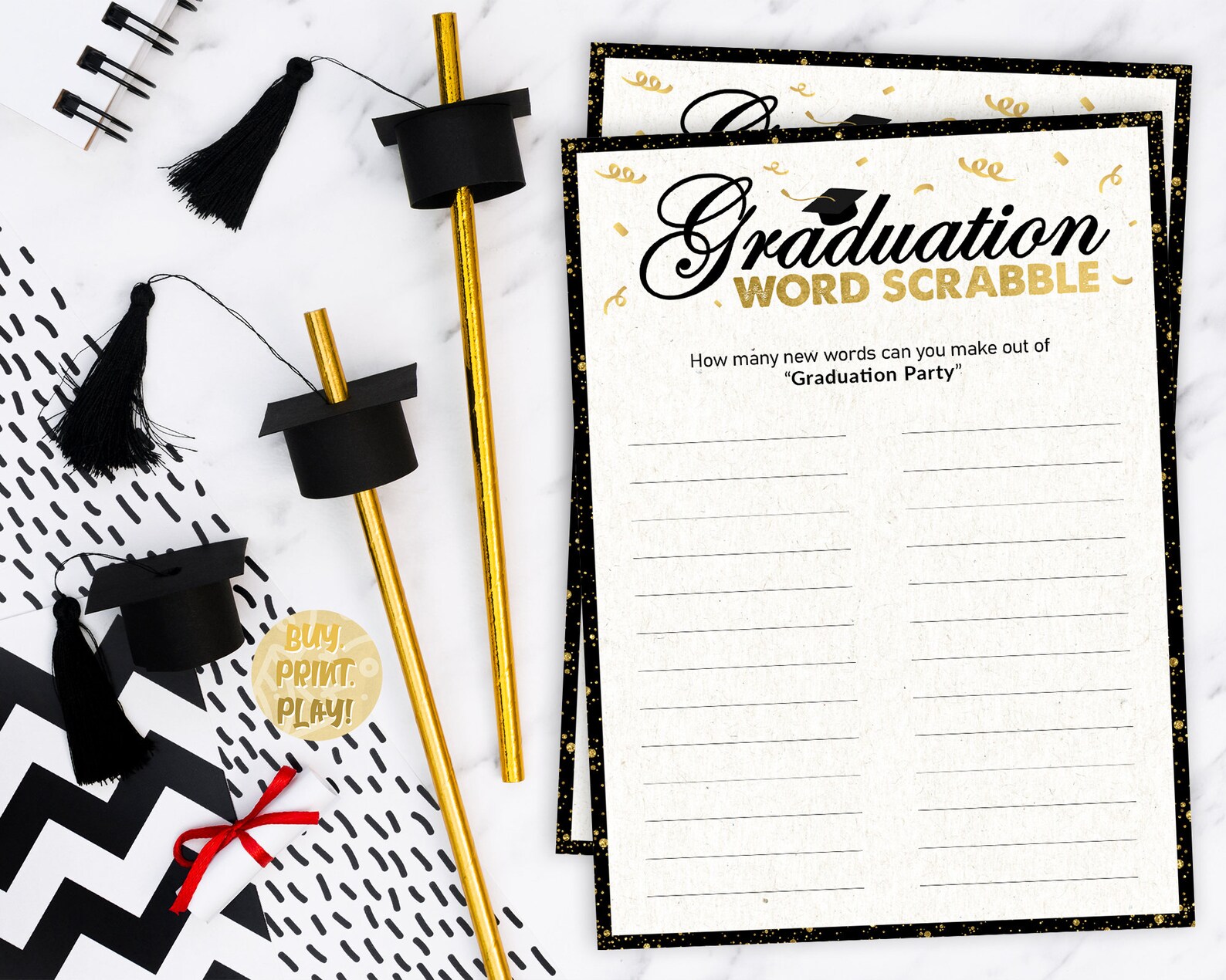 Graduation Party Word List Fun Printable Games High School - Etsy