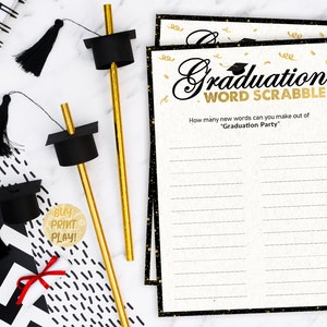 Graduation Party Word List | Fun Printable Games | High School or ...