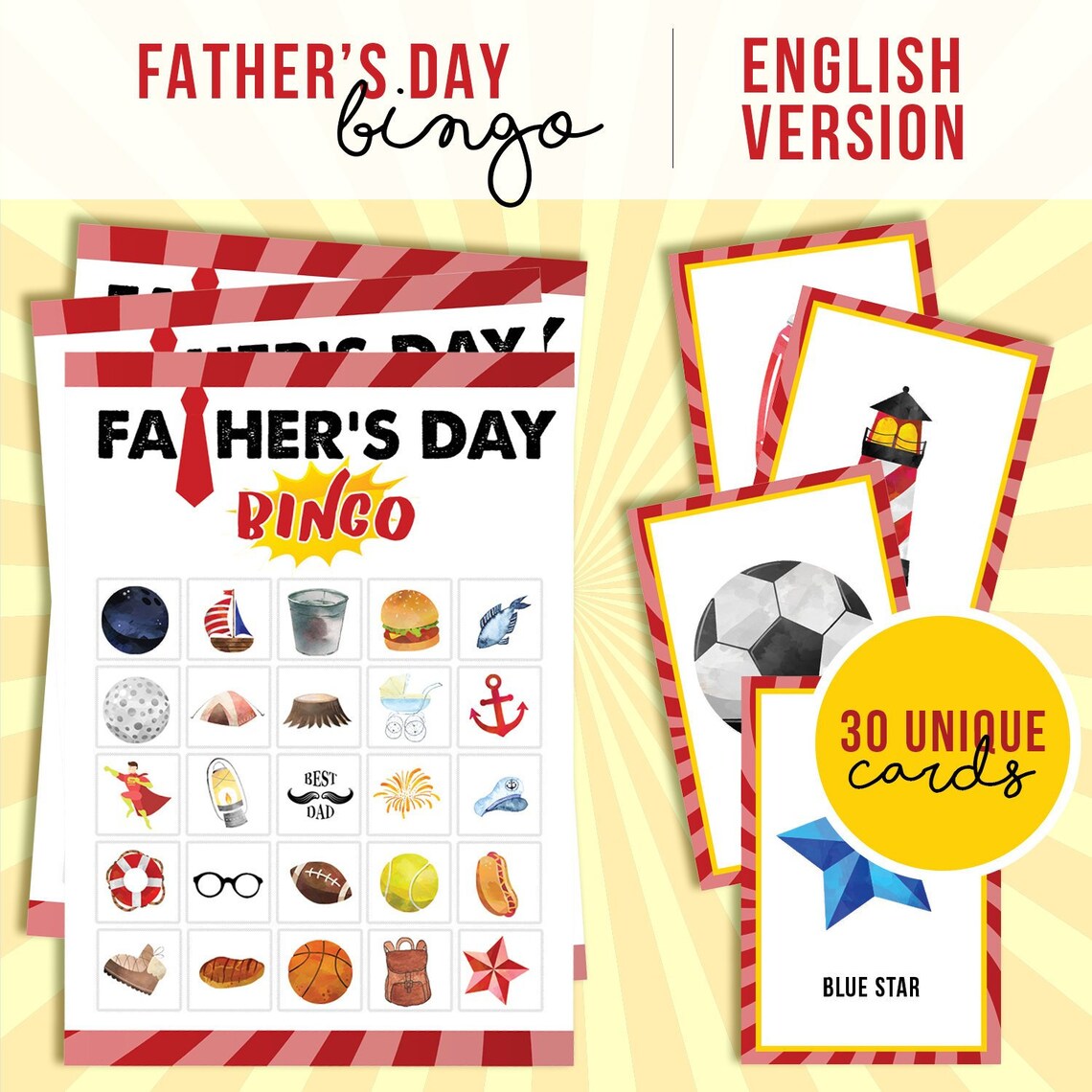 Fun Father's Day Printable Game Bingo Cards | Etsy