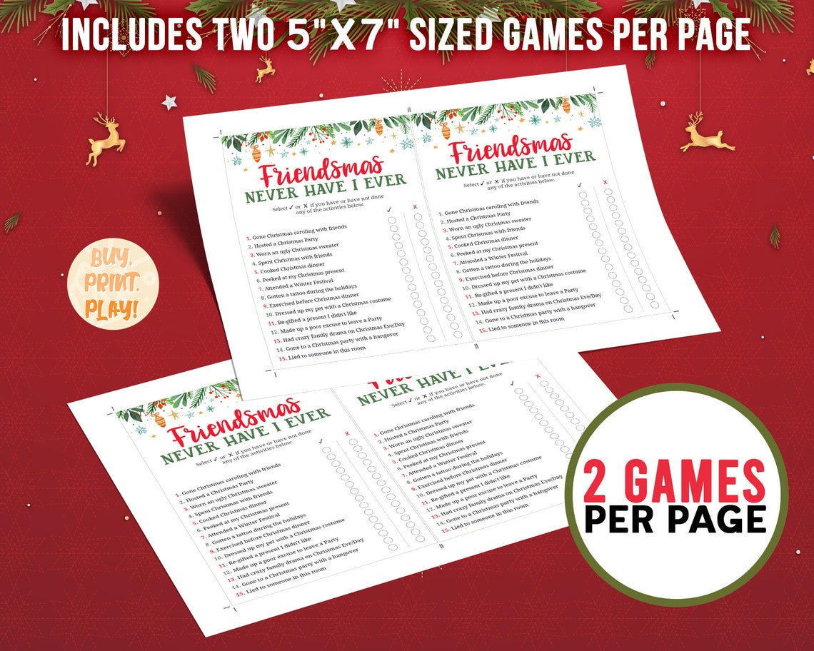 Friendsmas Never Have I Ever Christmas Games for Adults - Etsy