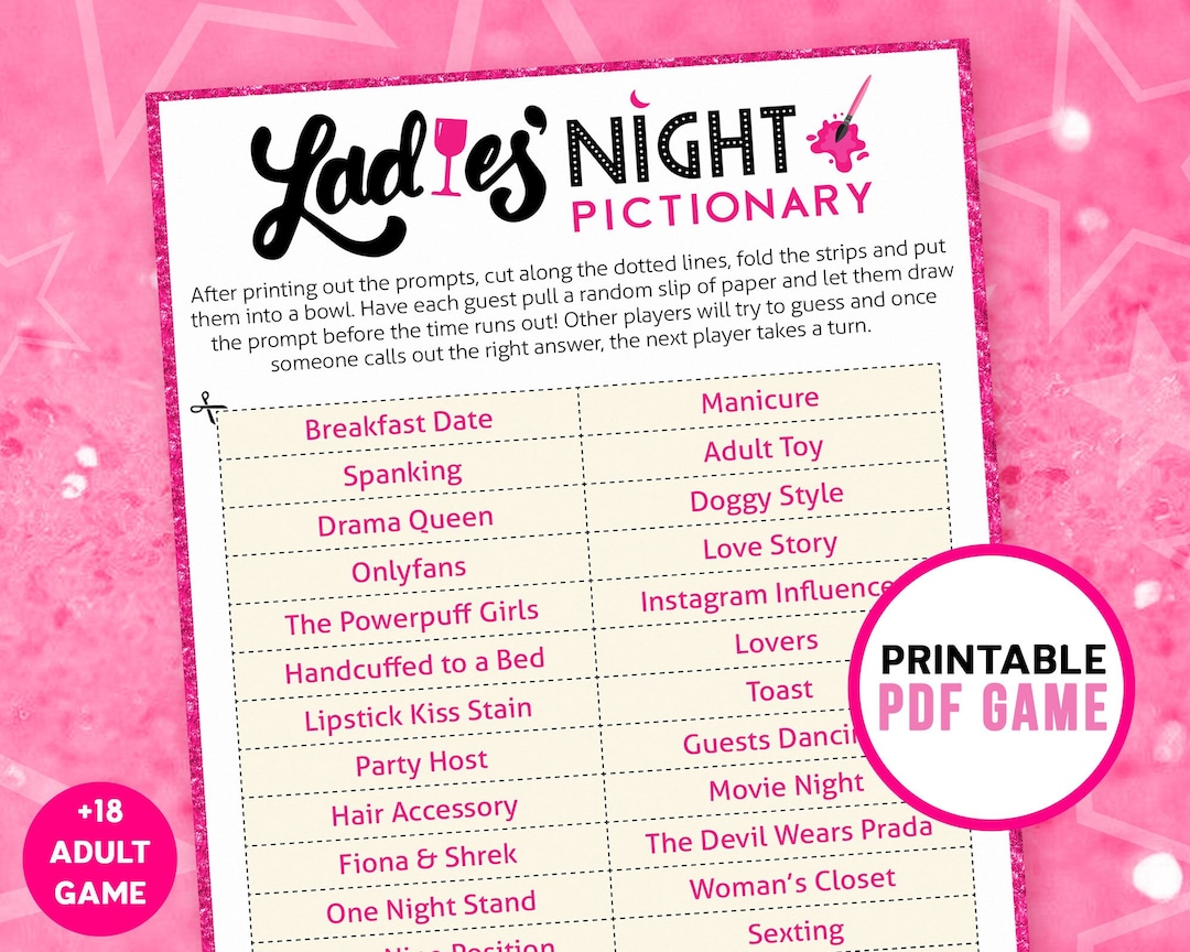 Ladies Night 30 Pictionary Prompts | Naughty Bachelorette Party ...