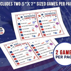 4th of July Candy Dice for Kids | US Independence Day Printable Games ...