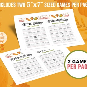 Friendsgiving Find the Guest Bingo Thanksgiving Friends Party Mix ...