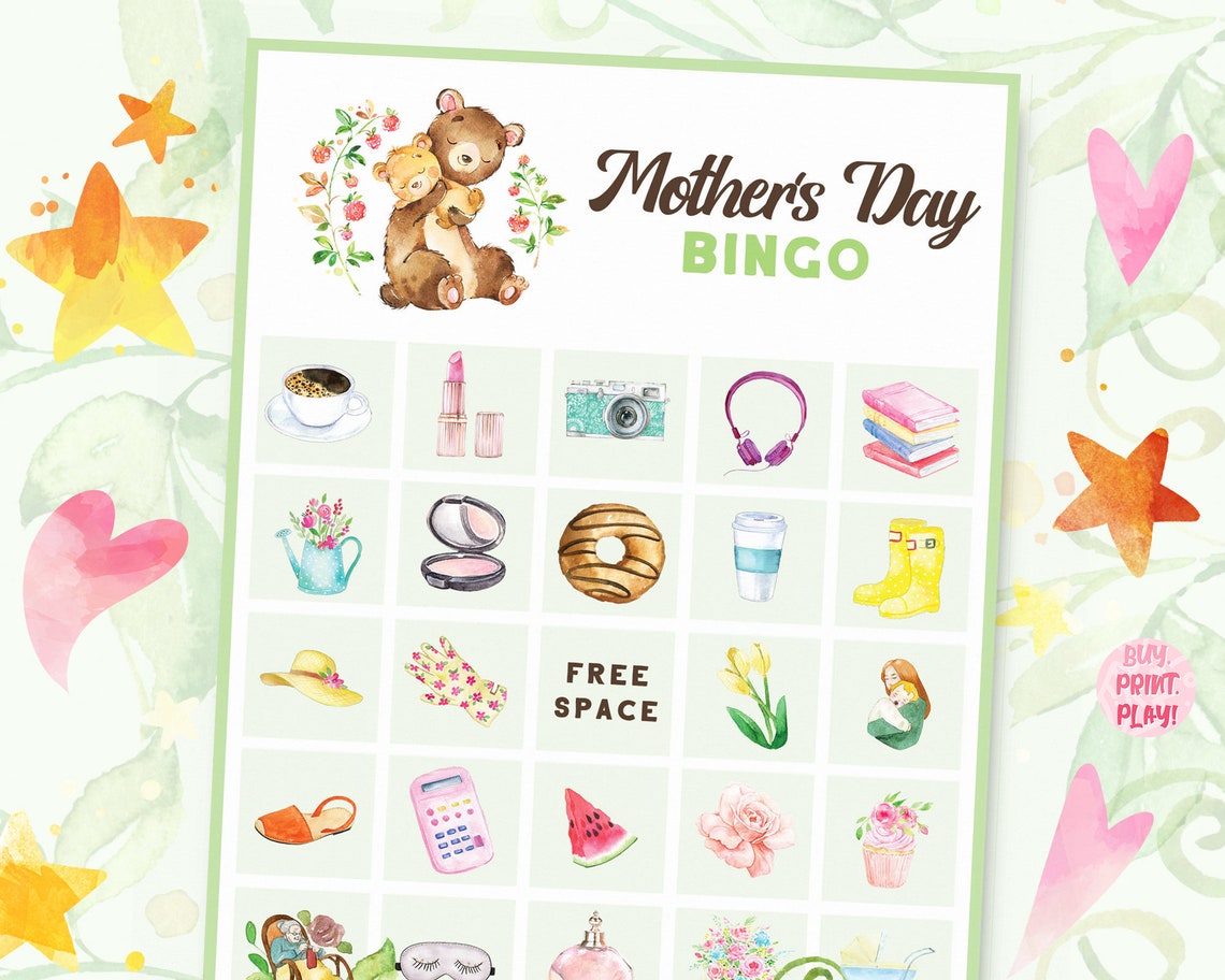 Mothers Day Bingo for Kids Family Games Includes 30 Bingo | Etsy