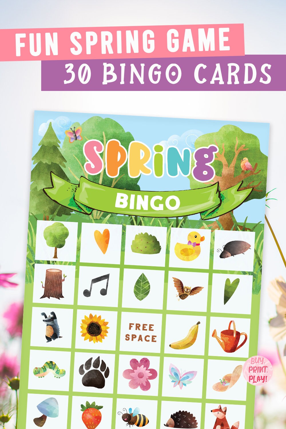 Fun Spring Kids Bingo Game Springtime Printable Picture - Etsy