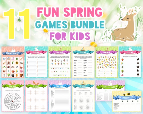 Printable Spring Party Games Bundle Springtime Activities | Etsy