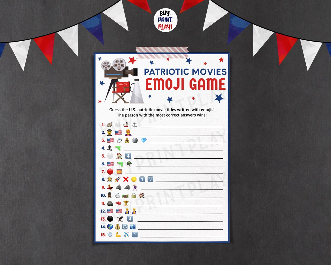 Fourth of July Emoji Quiz: Patriotic Movies Emoji Pictionary - Etsy