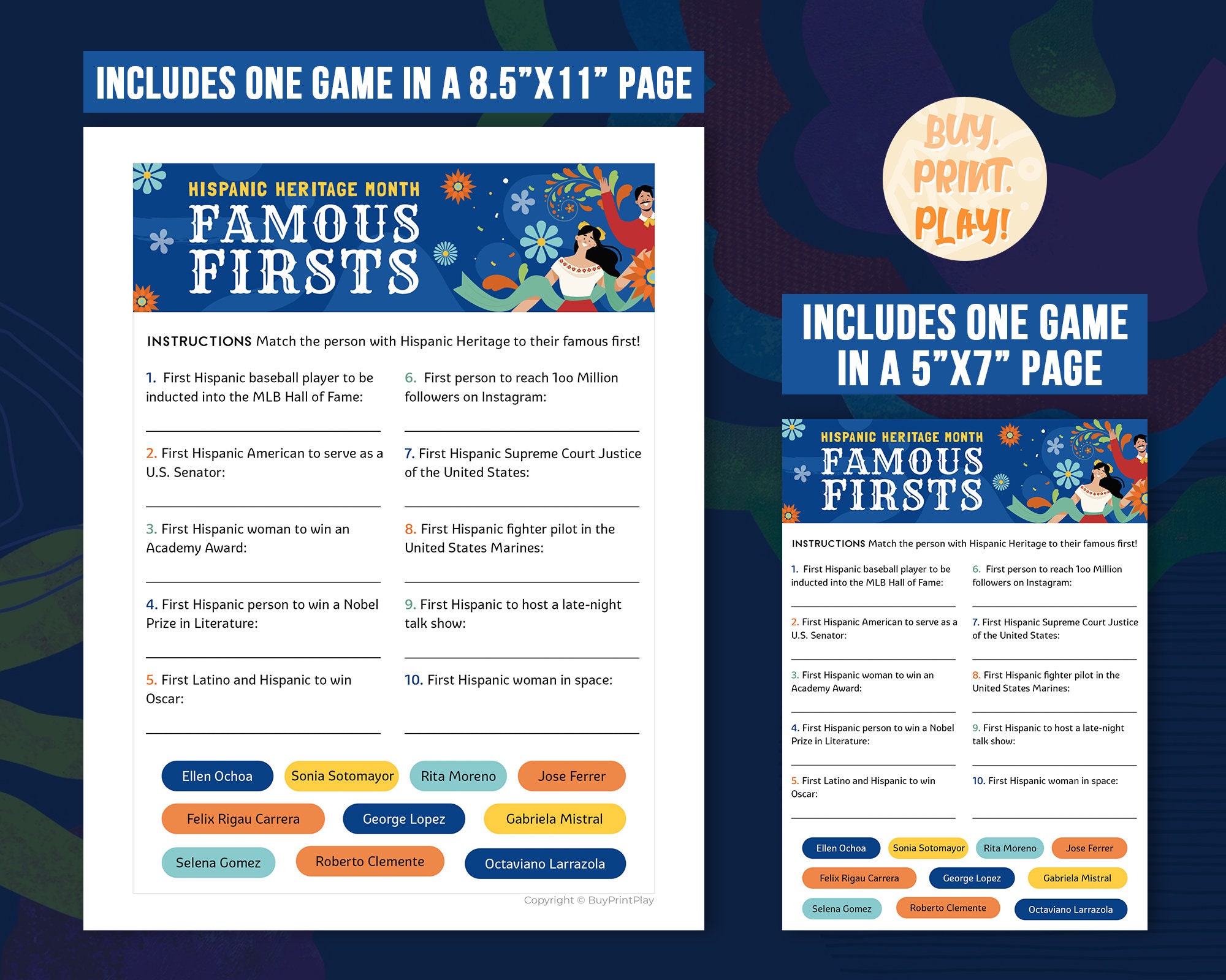 Hispanic Heritage Month Famous Firsts Trivia Latin American - Etsy