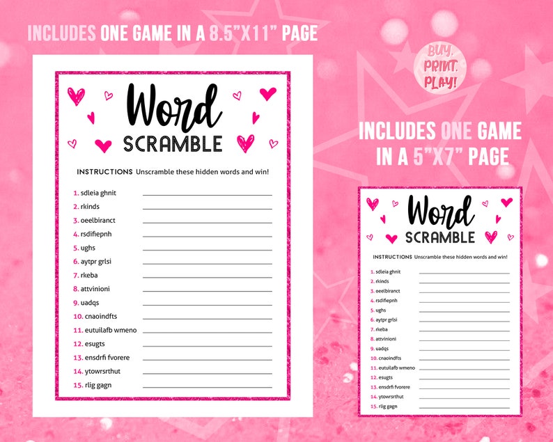 Ladies Night Games Word Scramble Girls Night in Printable - Etsy
