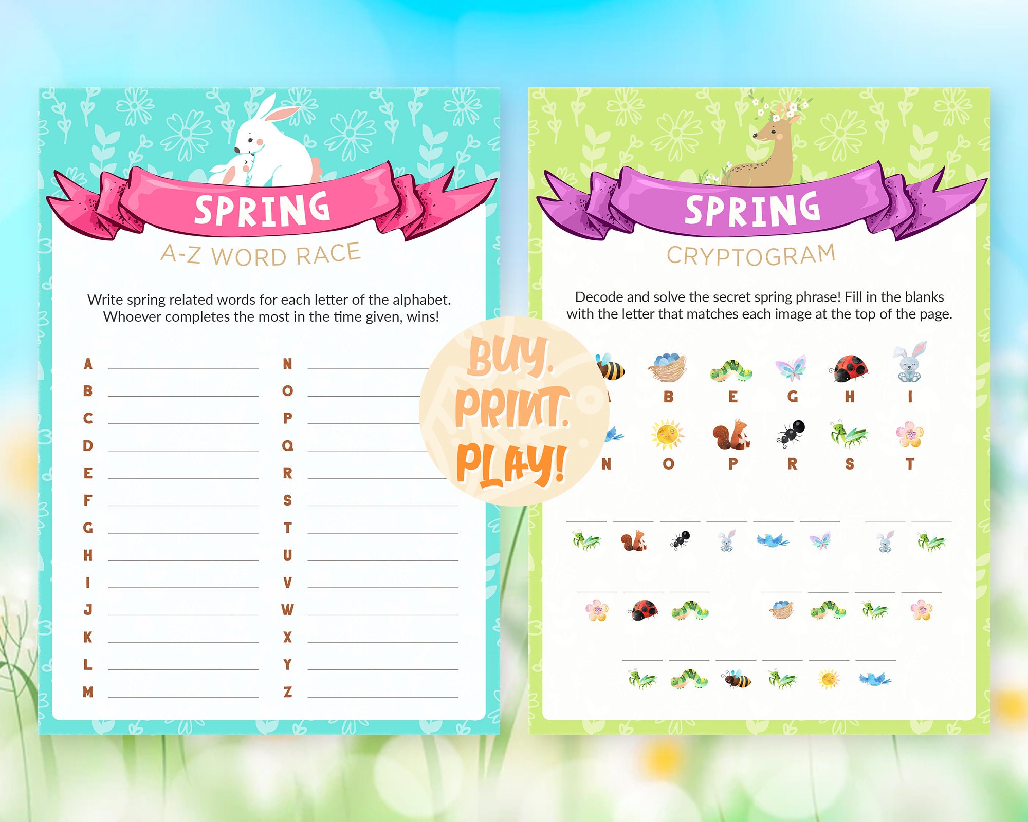 Printable Spring Party Games Bundle Springtime Activities | Etsy