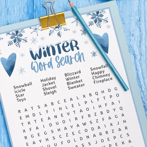 Winter Word Search Game Puzzle | Printable Snow Day Activity for Kids ...