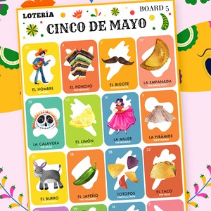 Cinco De Mayo Bingo Game | Includes 40 Cards | Lotería Mexicana ...