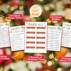 5 Christmas Trivia Games Bundle Party Games for Adults Christmas Family ...