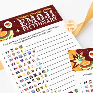 Hispanic Heritage Month Emoji Pictionary | Emoji Game Printable | Latin ...