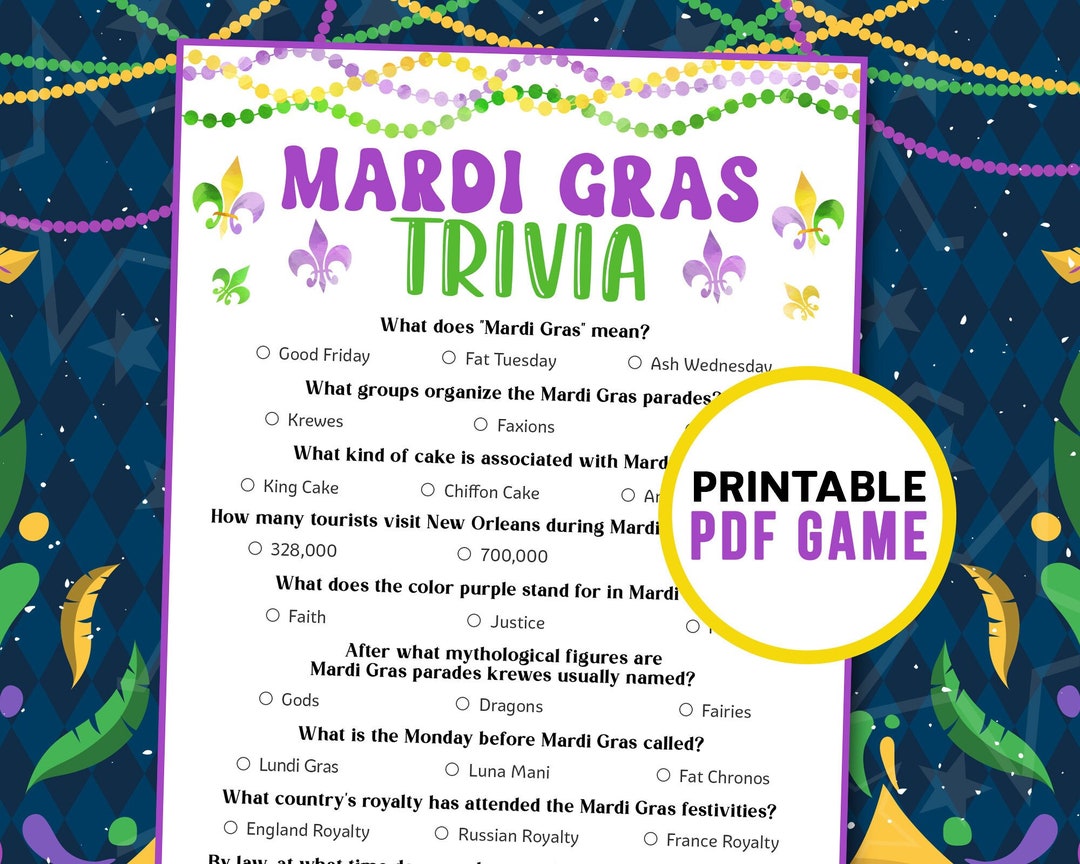 Mardi Gras Trivia | Carnival Party Games | New Orleans Fat Tuesday ...