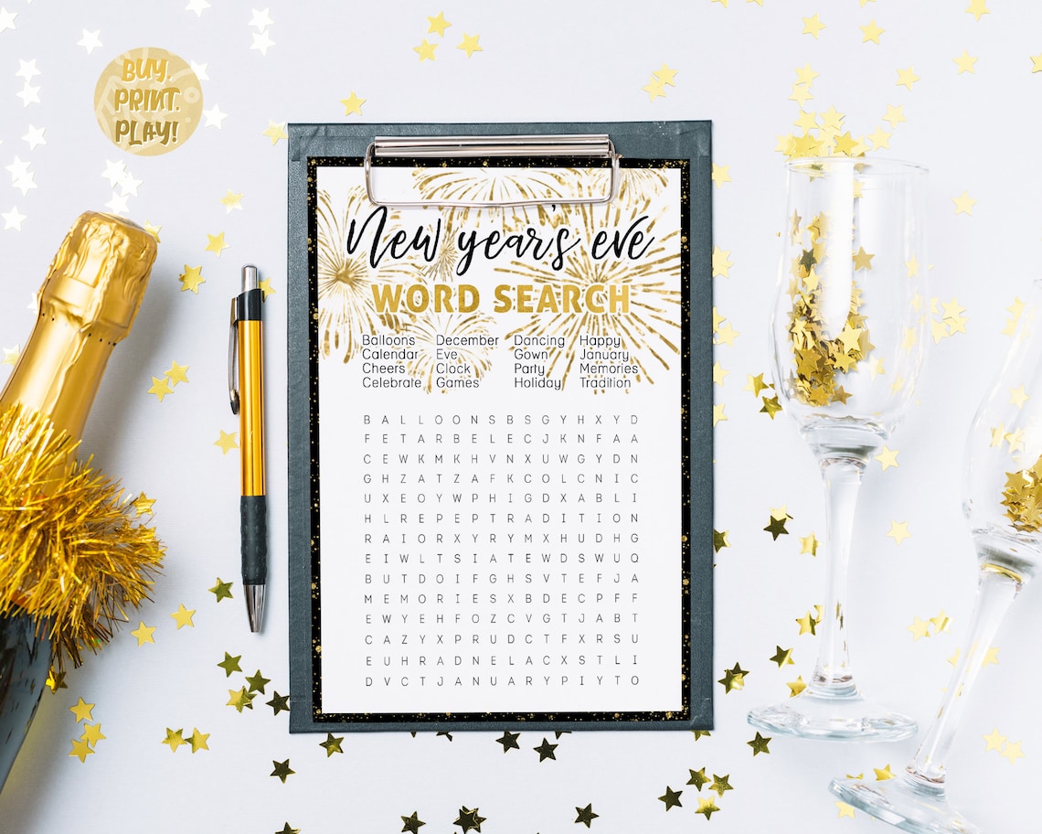 2023 New Years Word Search NYE Printable Games for Kids & - Etsy