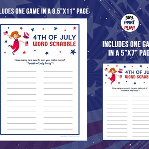 Patriotic Word List Activity 4th of July Printable Games for Adults ...