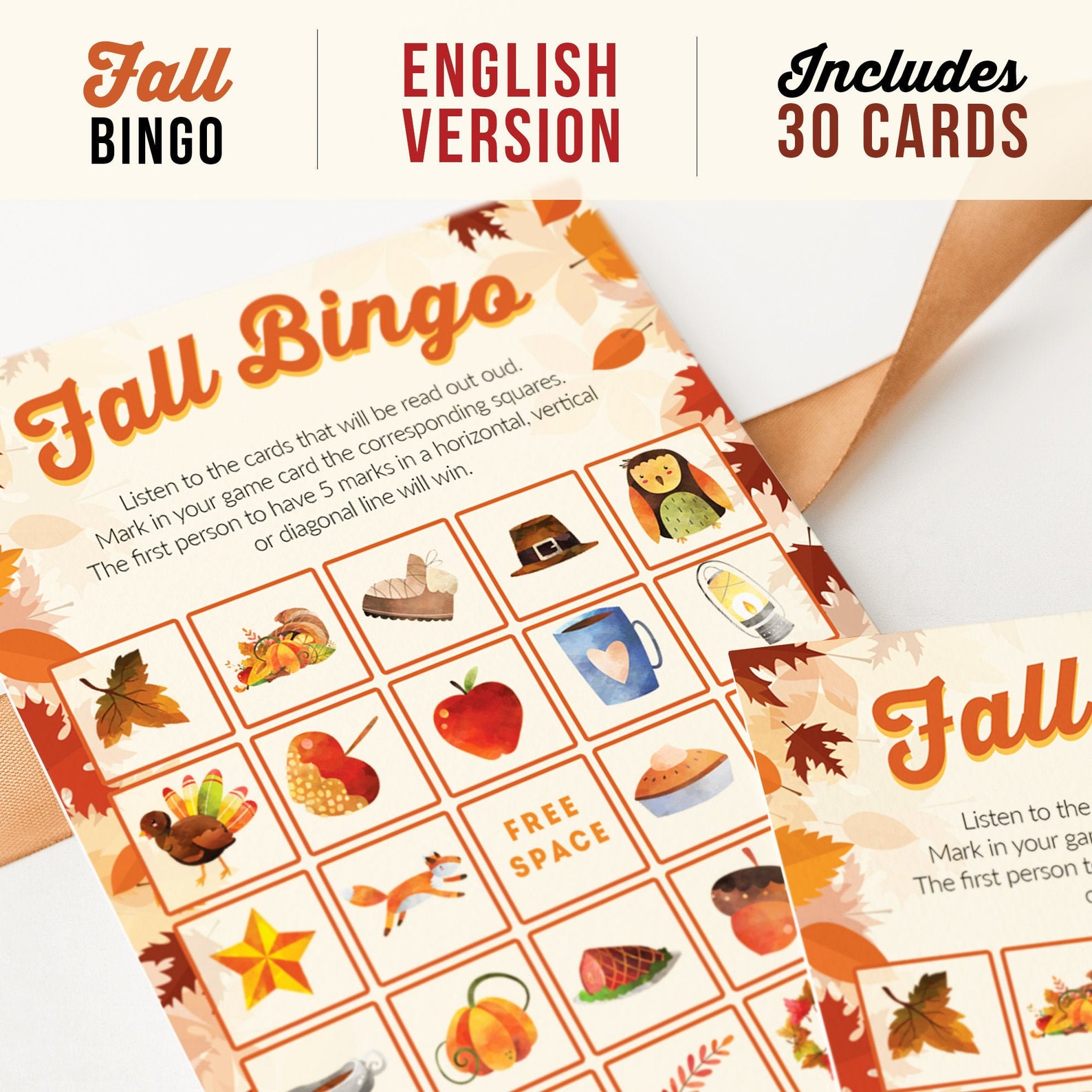 Fall Bingo Game Fall Time Activities for Adults & Kids - Etsy