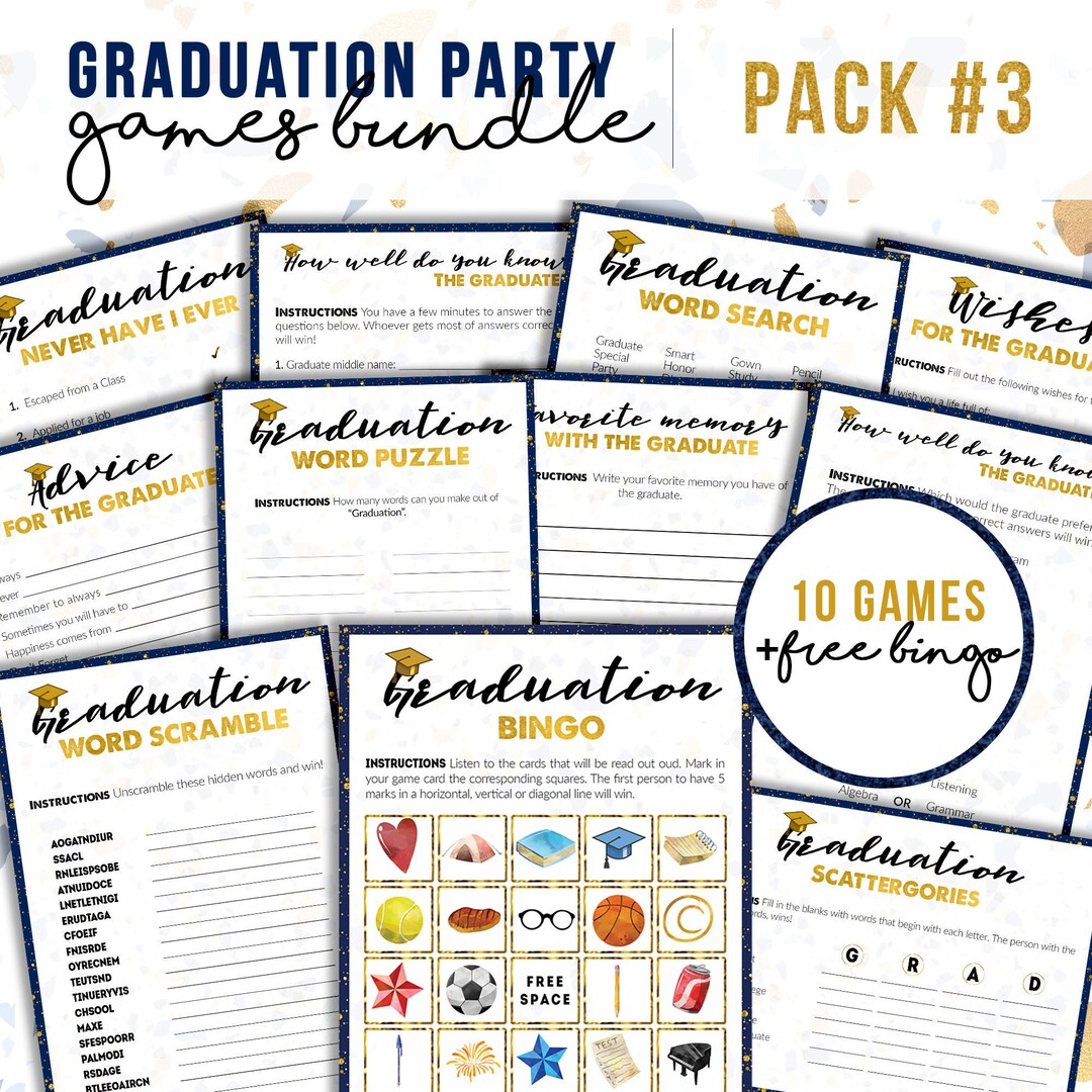 Graduation Party Games | Printable Games Bundle | Class of 2023 ...