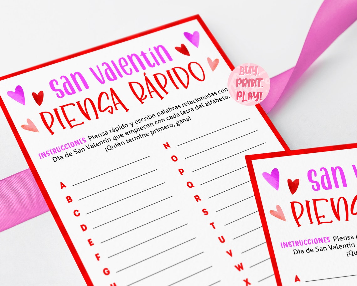 Juegos de San Valentin Piensa Rápido Imprimibles en - Etsy España