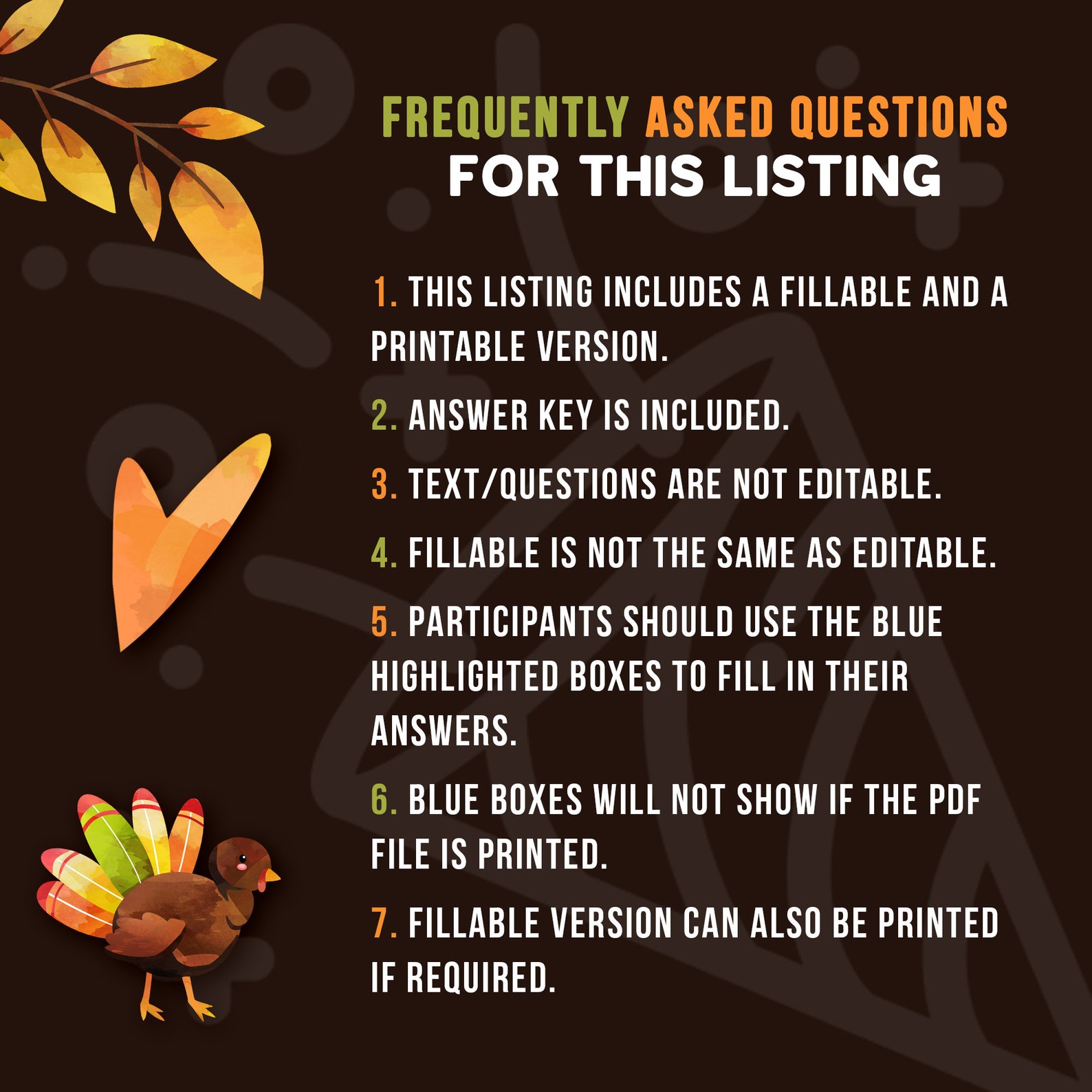 Friendsgiving Trivia Game Thanksgiving Game Printable | Etsy