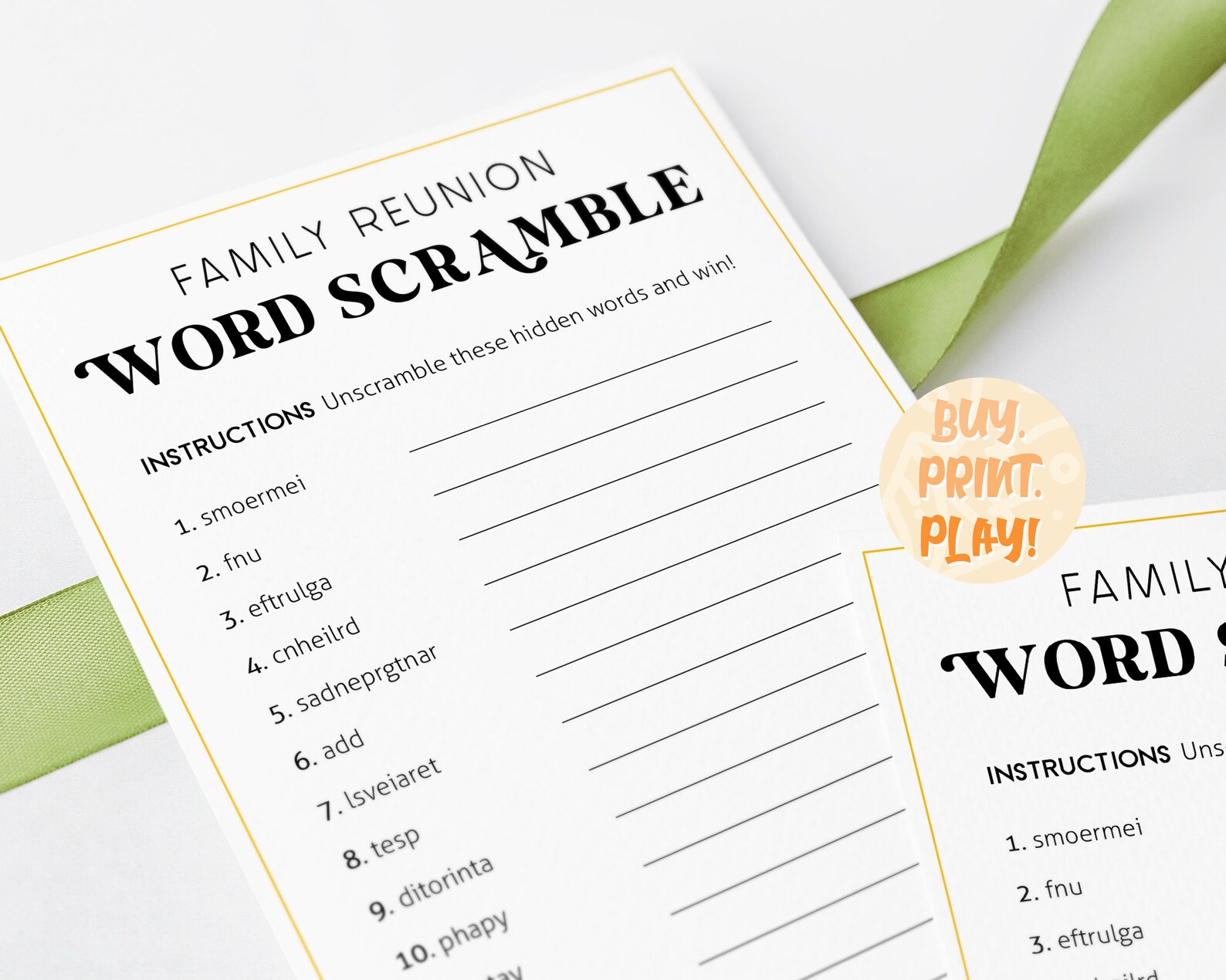 Family Gathering Word Scramble Family Reunion Party Games - Etsy