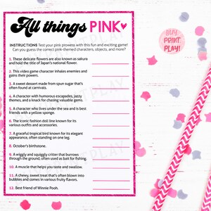 Ladies Night Games - All Things Pink Trivia | Party Printable Activity ...