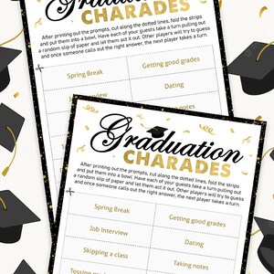 36 Graduation Charades Prompts | Party Printable Games | Class of 2023 ...