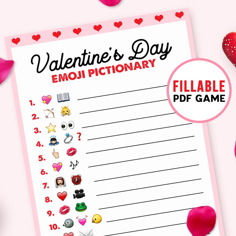 Valentines Emoji Pictionary Valentines Day Printable Game - Etsy