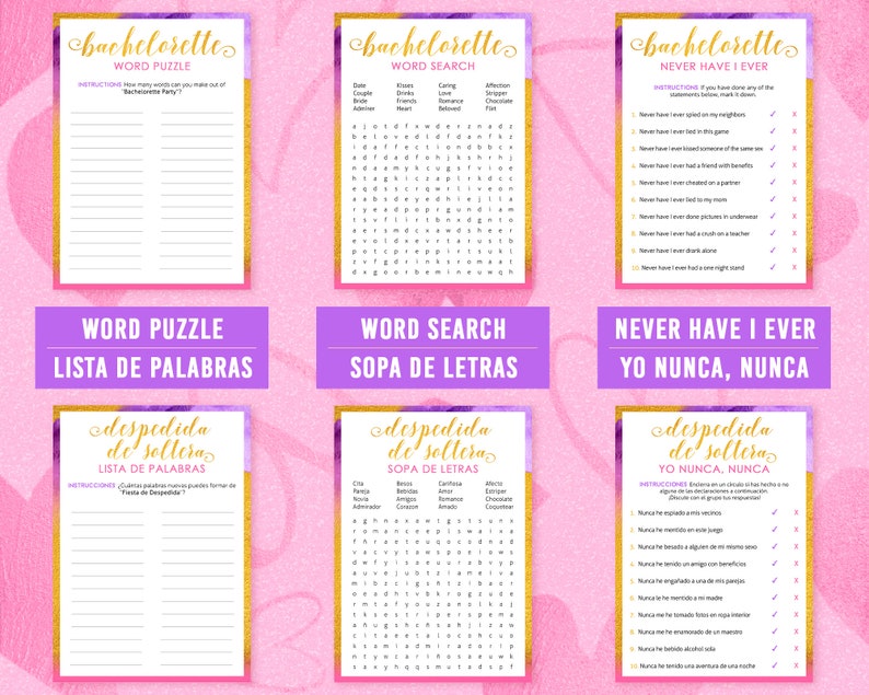 Juegos Despedida De Soltera English & Spanish Dirty Bridal - Etsy