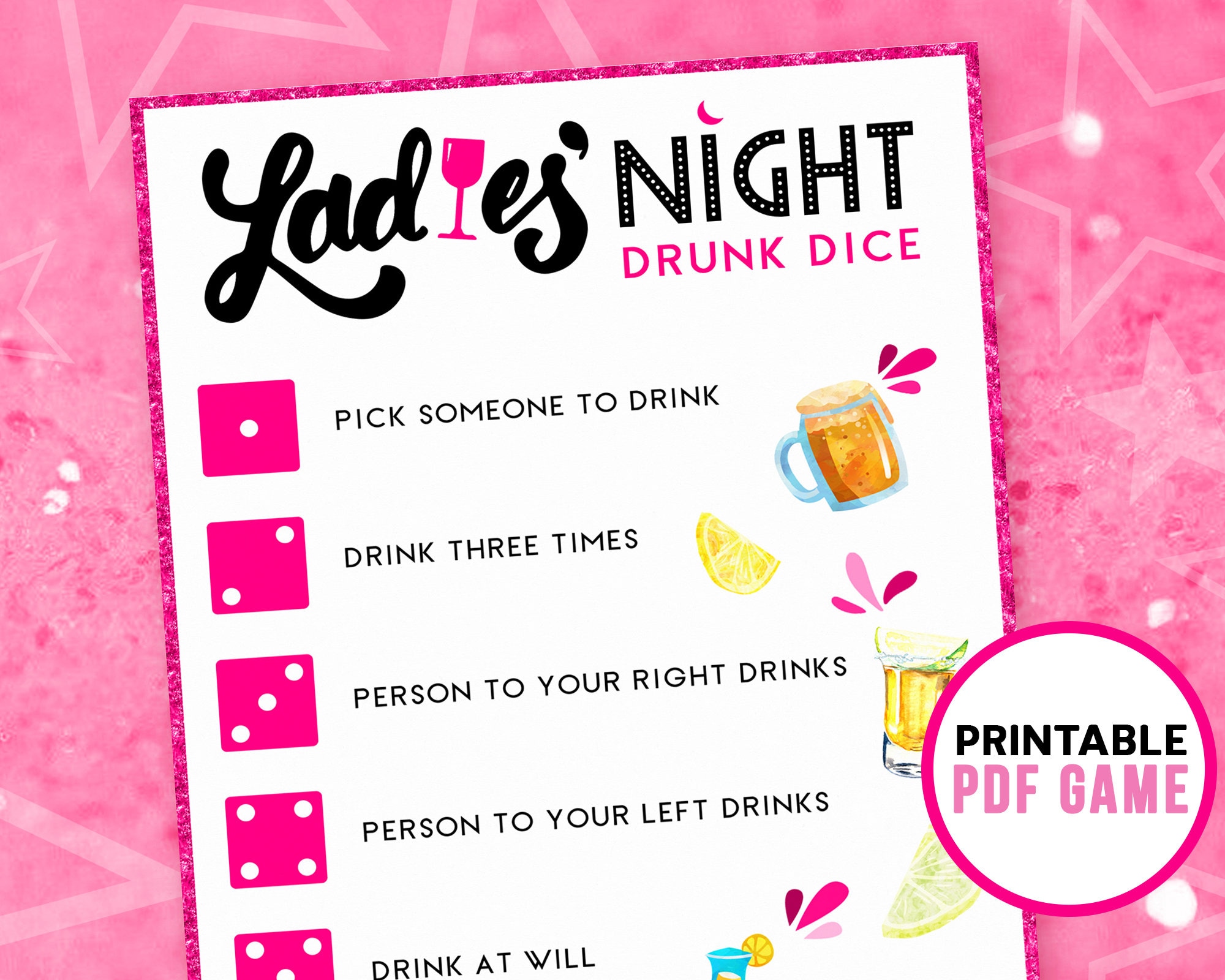 Drunk Dice Game Fun Ladies Night Games Girls Night Out | Etsy