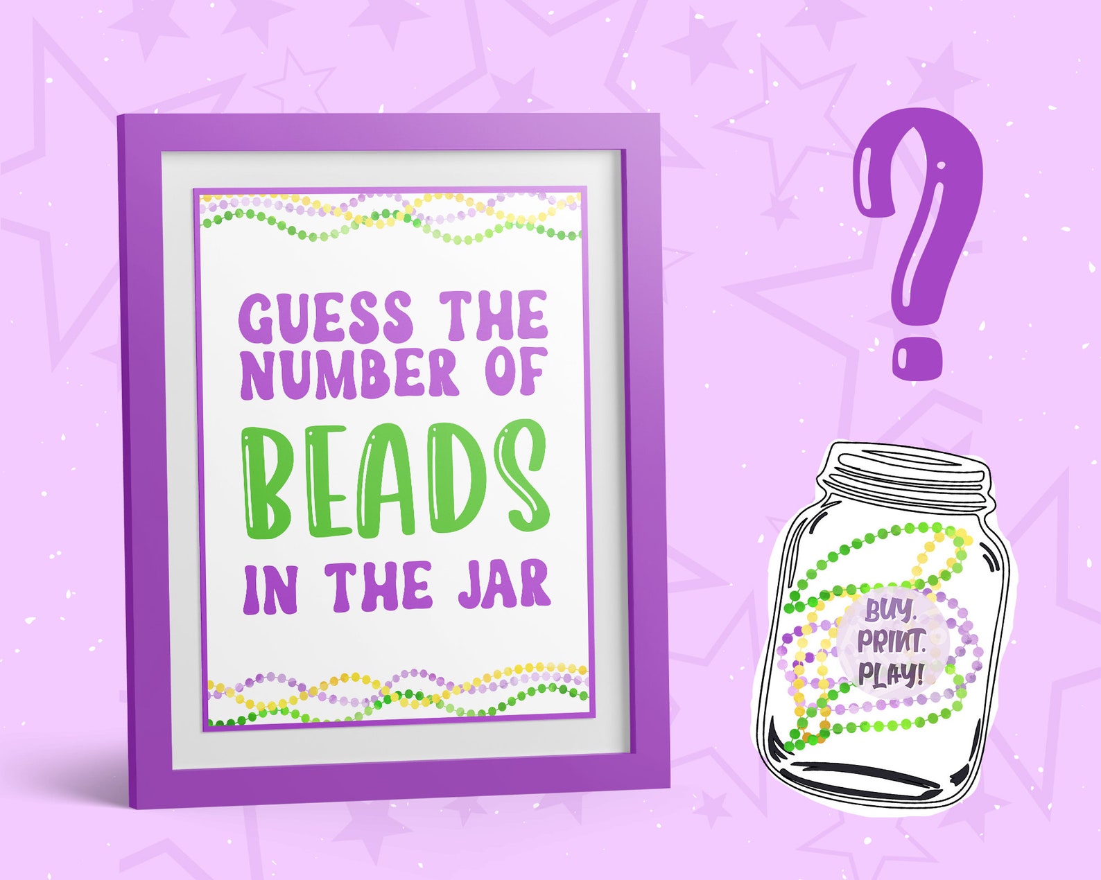 Mardi Gras Guess the Number of Beads in the Jar Party - Etsy