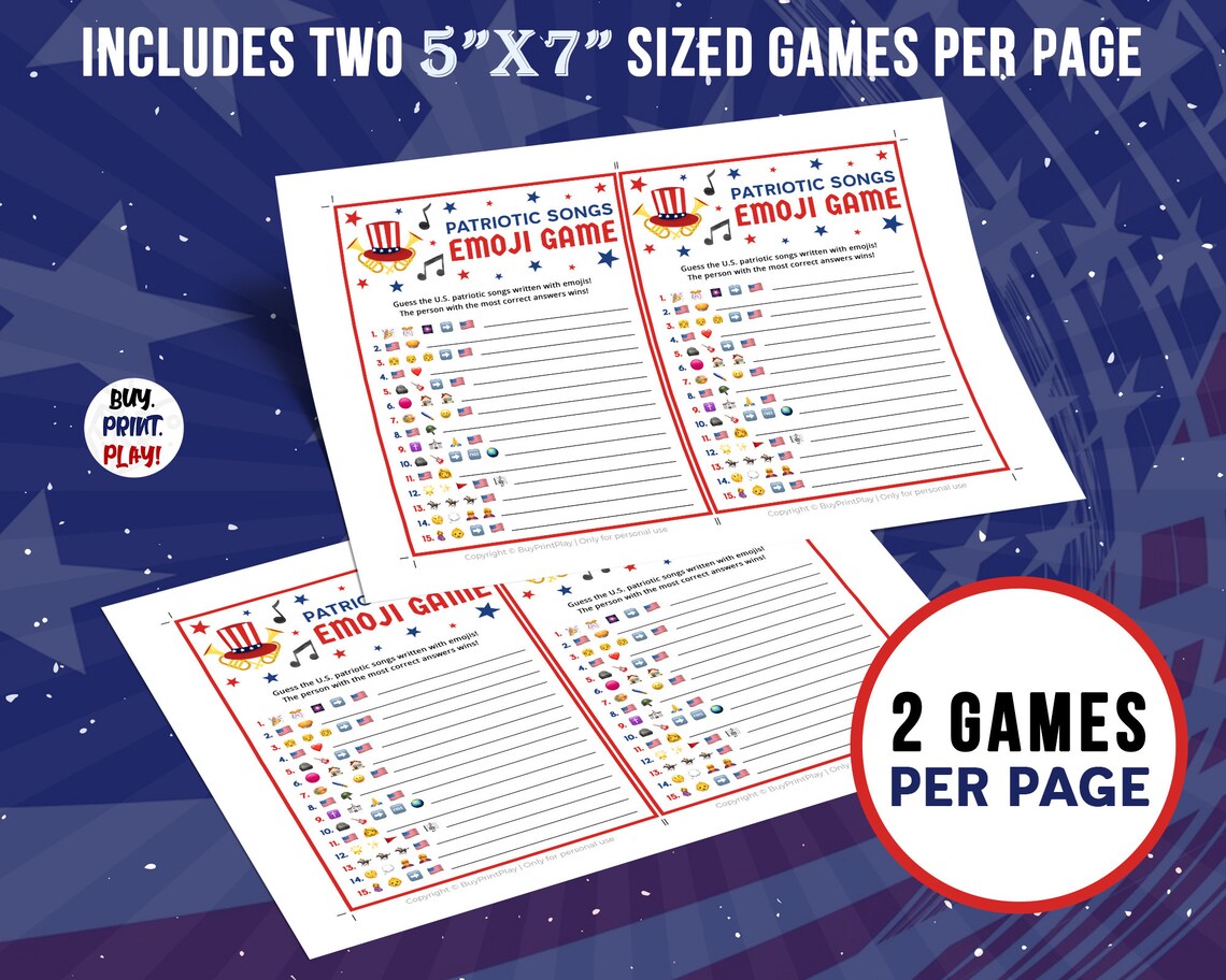 4th of July Emoji Game: Patriotic Songs Trivia Emoji - Etsy