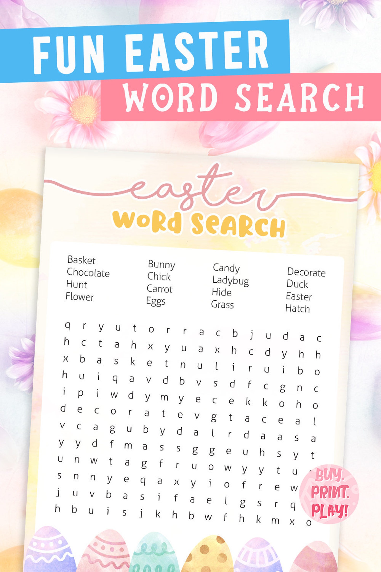 Fun Easter Word Search Easter Printable Party Games Easter | Etsy