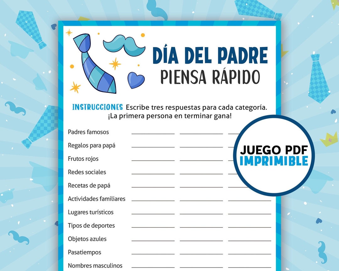 Fathers Day Think Fast in Spanish | Juegos Del Dia Del Padre En Español ...