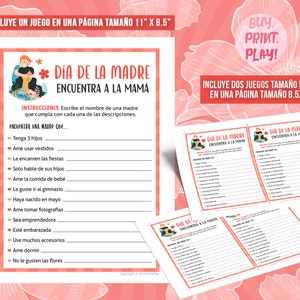 Spanish Mothers Day Find the Guest Mom | Printable Games for Adults ...