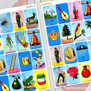 40 Mexican Loteria Cards in 2 Different Versions (80 Total) | Mexican ...