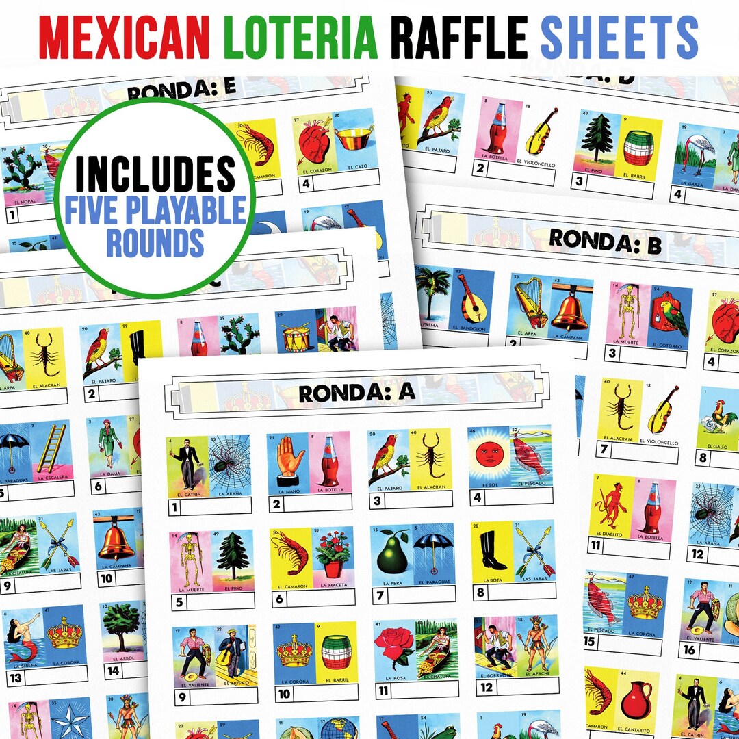 Loteria Raffle Sheets | Includes 20 Pairs per Round | Páginas Para Rifa ...