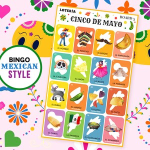 50 Cinco De Mayo Bingo Cards | Lotería Mexicana | Printable Bingo ...