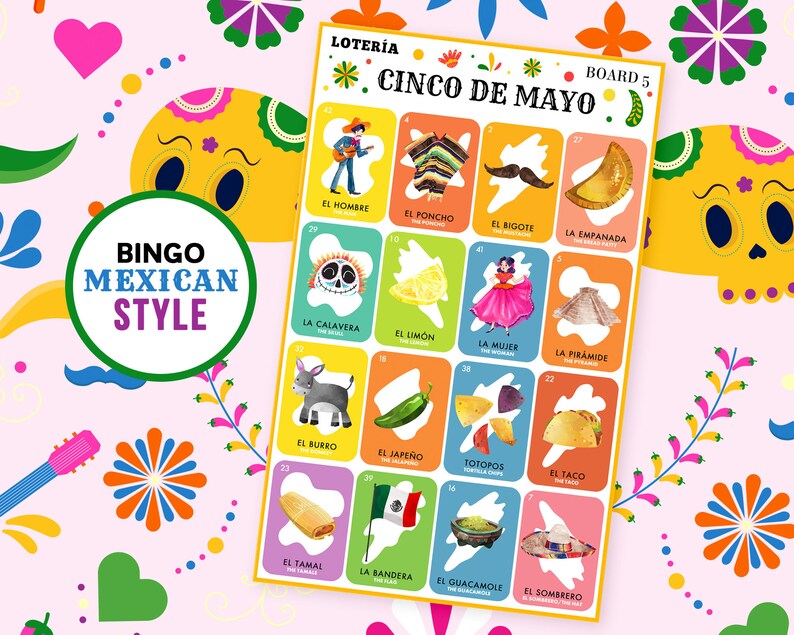 50 Cinco De Mayo Bingo Cards Lotería Mexicana Printable | Etsy