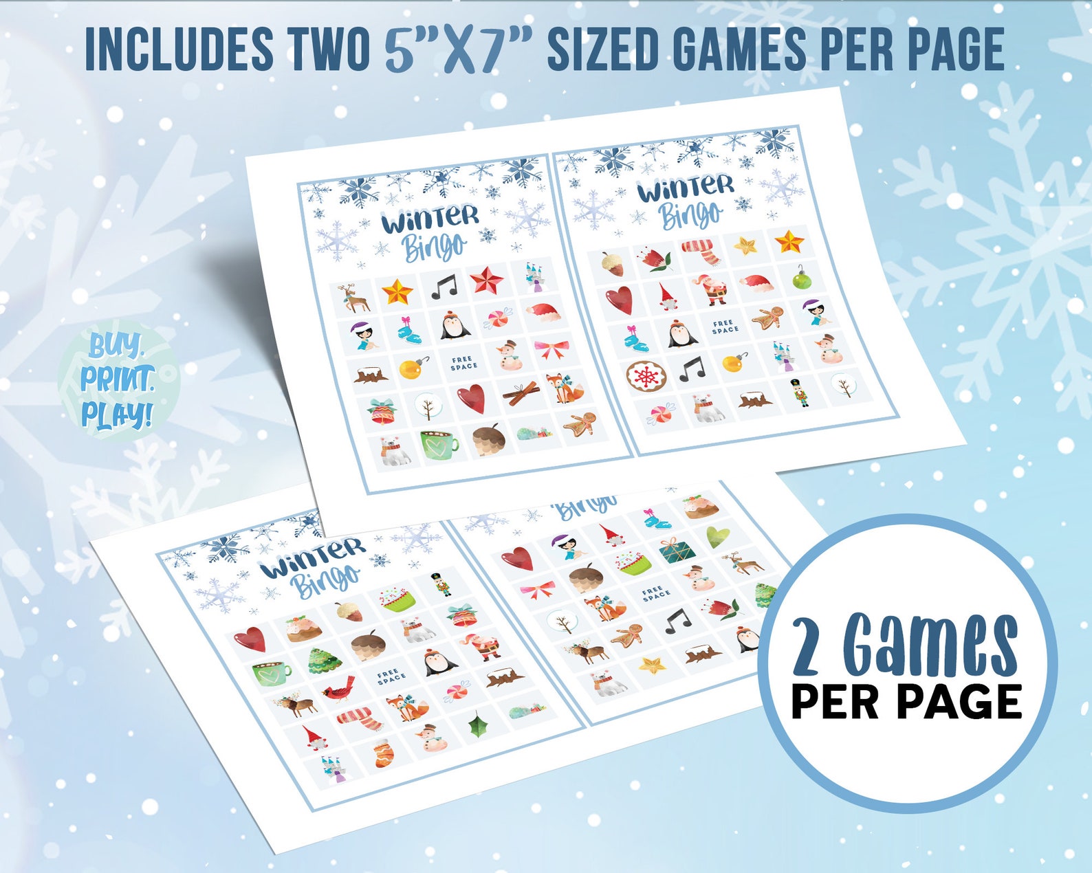 30 Winter Bingo Game Cards Winter Games for Kids | Etsy