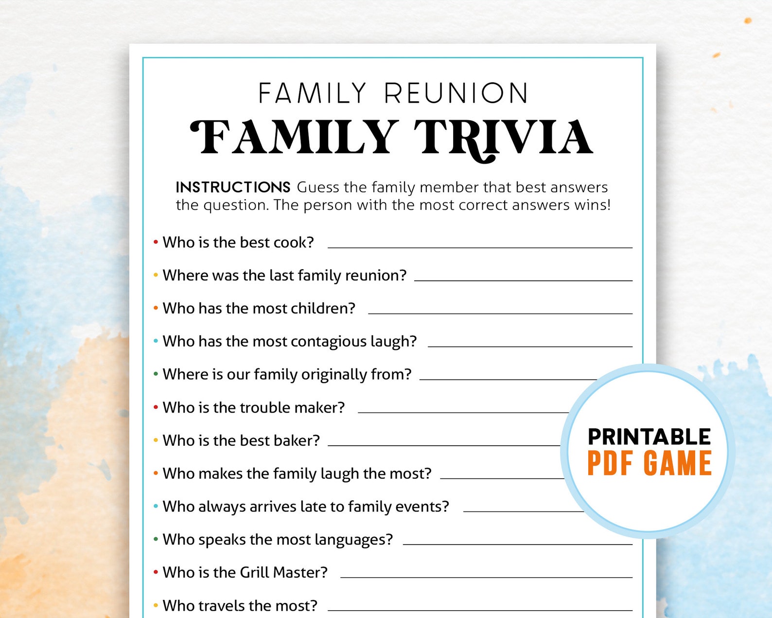 Family Gathering Games Bundle 5 Family Reunion Activity Pack - Etsy