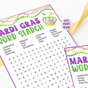 Mardi Gras Word Search | Party Games | New Orleans Fat Tuesday ...