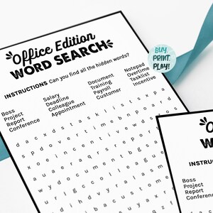Office Party Word Search | Work Printable Games | Ice Breaker & Team ...