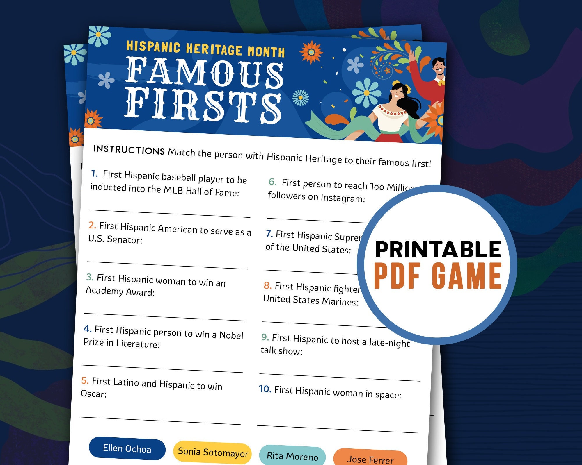 Hispanic Heritage Month Famous Firsts Trivia Latin American - Etsy